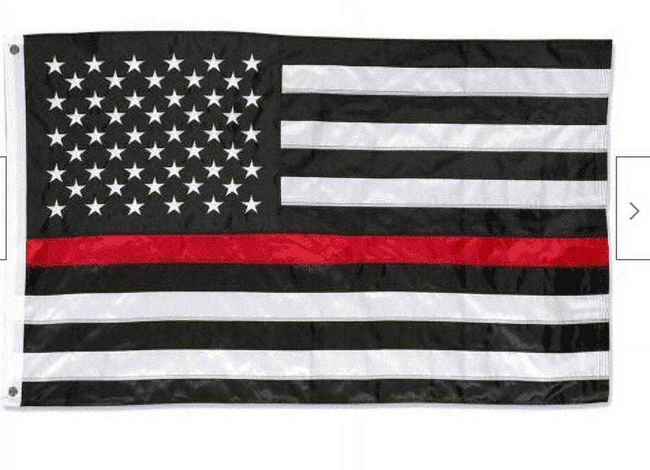 3' X 5' 3x5 Red Line Thin Fire Fighter Department Embroidered Double ...