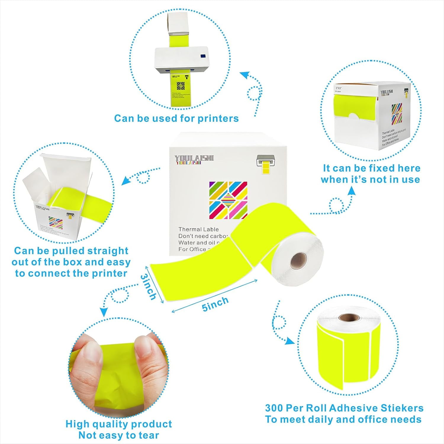 3 X 5 Inch Printable Rectangle Color Coding Labels, 300 Per Roll ...
