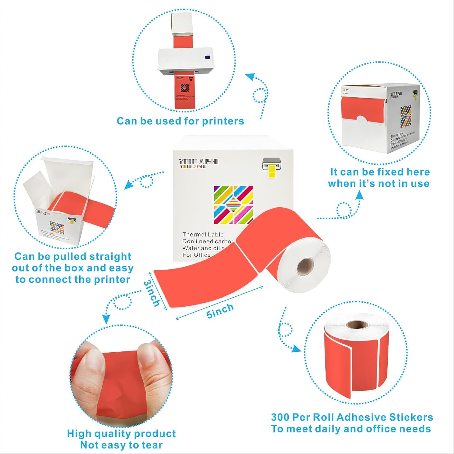 3 X 5 Inch Printable Rectangle Color Coding Labels, 300 Per Roll ...