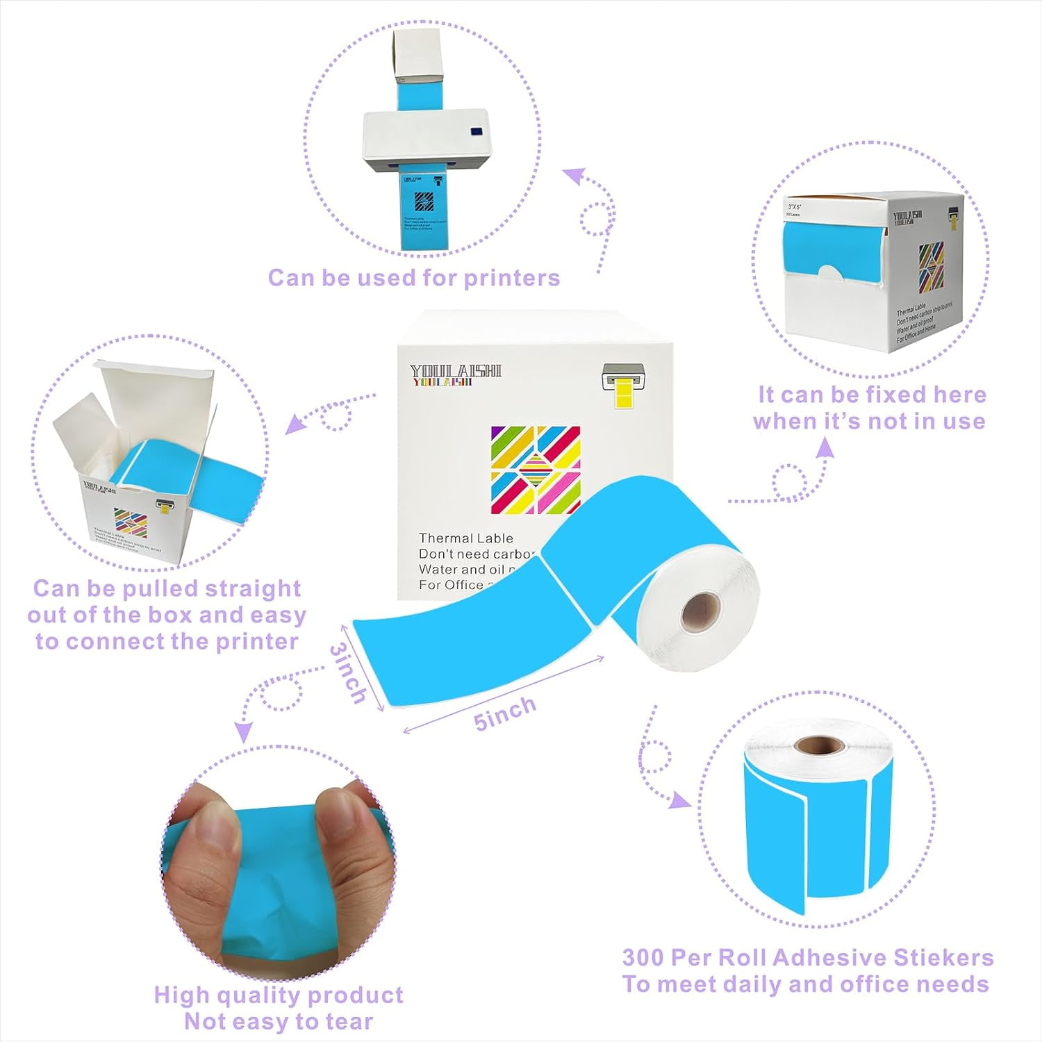 3 X 5 Inch Printable Waterproof Rectangle Color Coding Labels, 300 Per ...