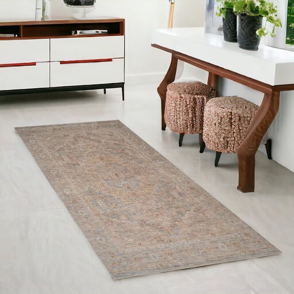 3' X 6' Blue And Sand Floral Medallion Runner Rug With Fringe - Walmart.com