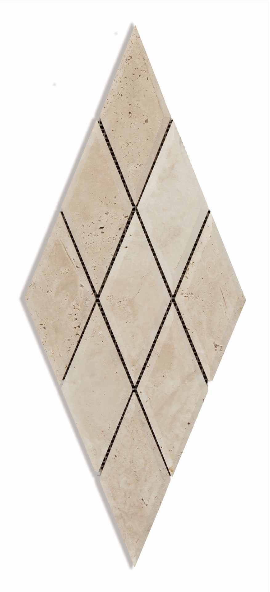 3 X 6 Ivory Travertine Diamond / Rhomboid Honed & Beveled Mosaic Tile ...