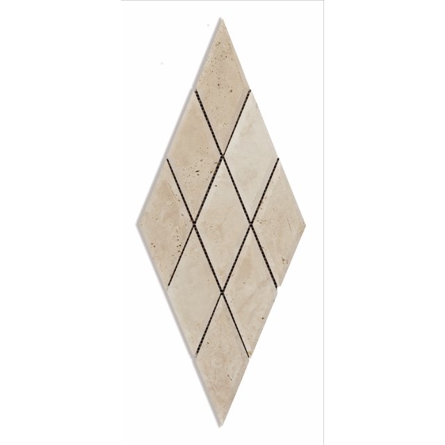 3 X 6 Ivory Travertine Diamond / Rhomboid Honed & Beveled Mosaic Tile ...