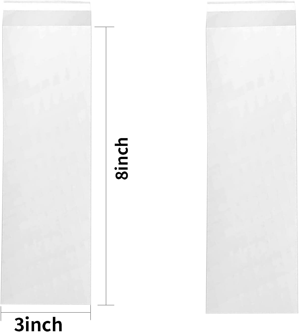 3 X 8-Inch Clear Resealable Cello Cellophane Bags By , 100Pcs Long ...