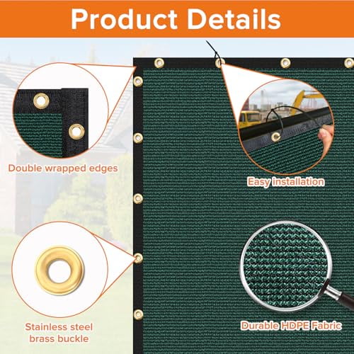 3'X14' Privacy Screen Fence Heavy Duty 170 GSM Wind Screen & dustproof ...