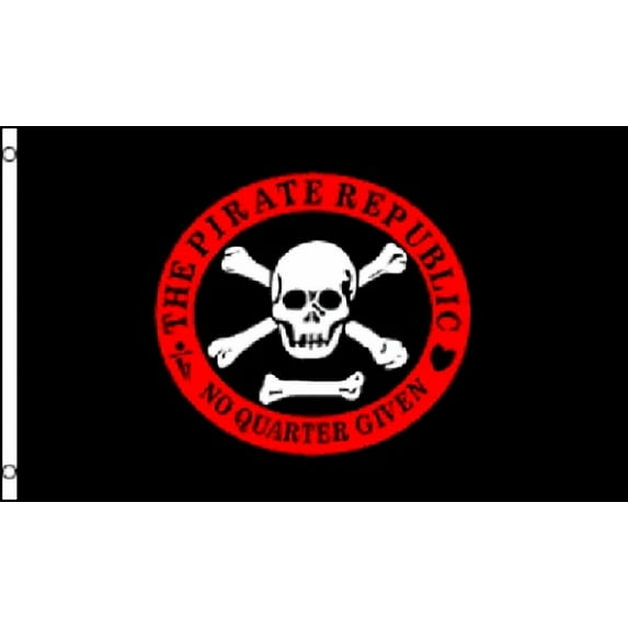 3'X5' Pirate Republic Jolly Roger Flag Skull No Quarters Given ...