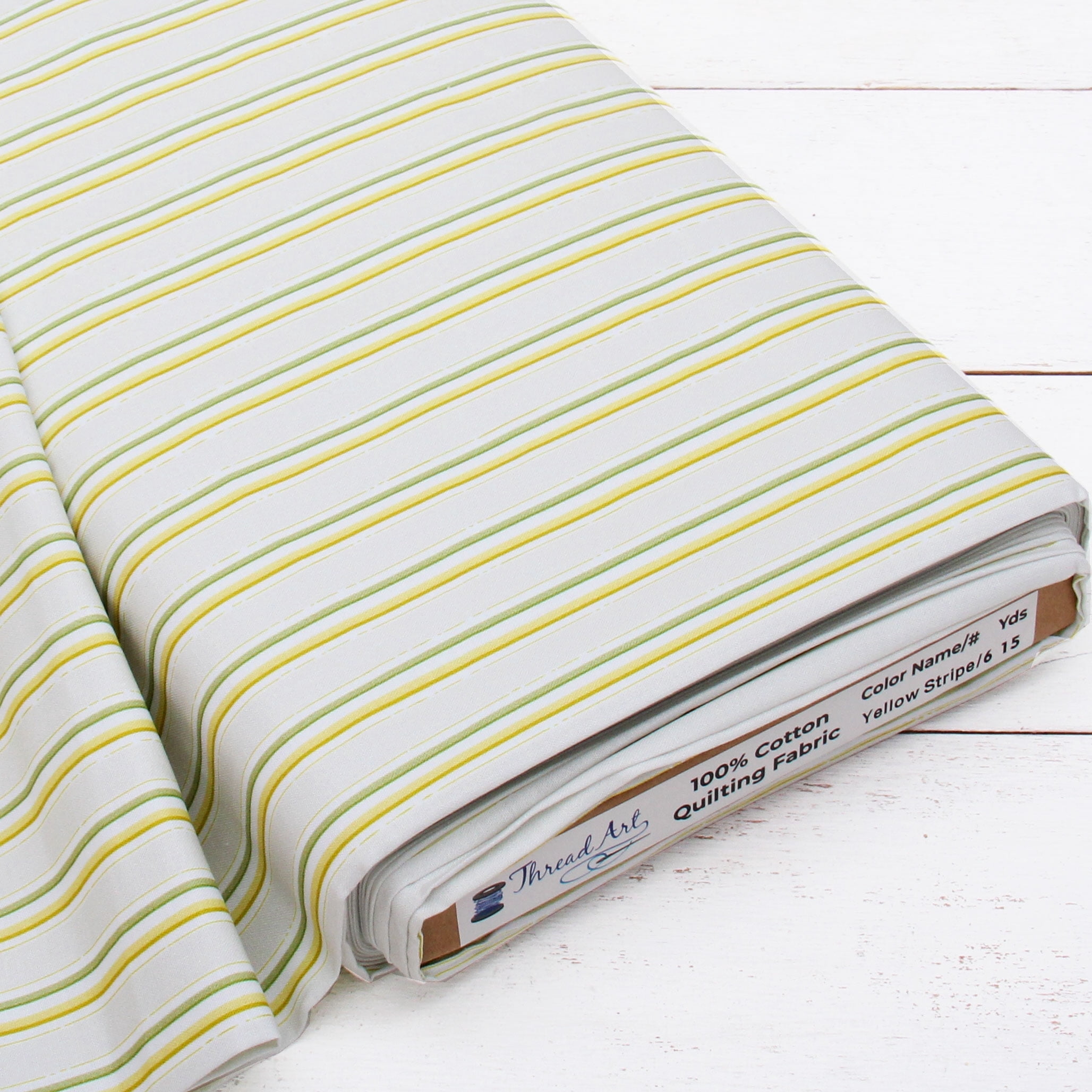 3 Yard Cut Premium Cotton Quilting Fabric - Yellow Stripe 6 - 44" Width ...