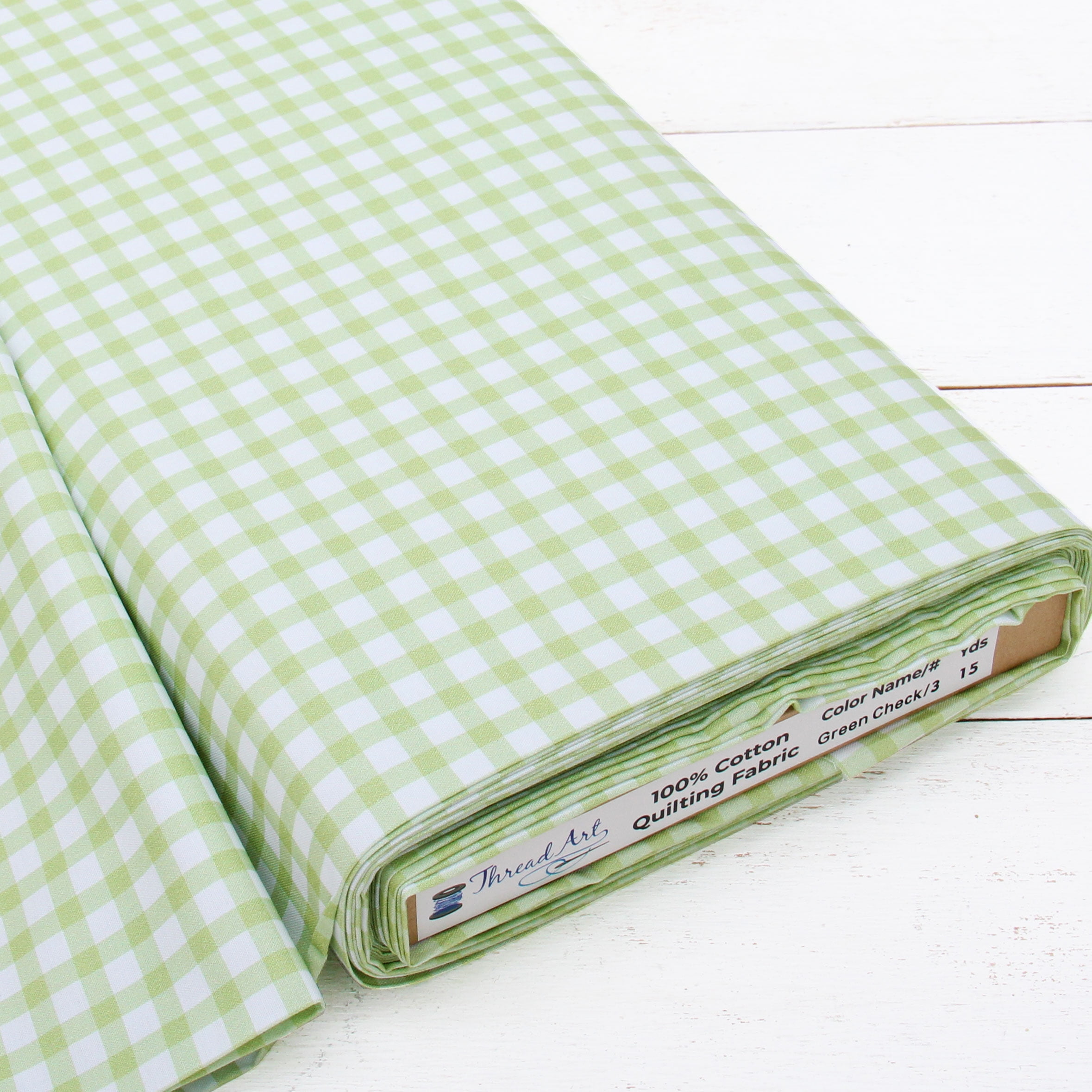 3 Yard Cut Threadart Premium Cotton Quilting Fabric - Green Check 3 ...