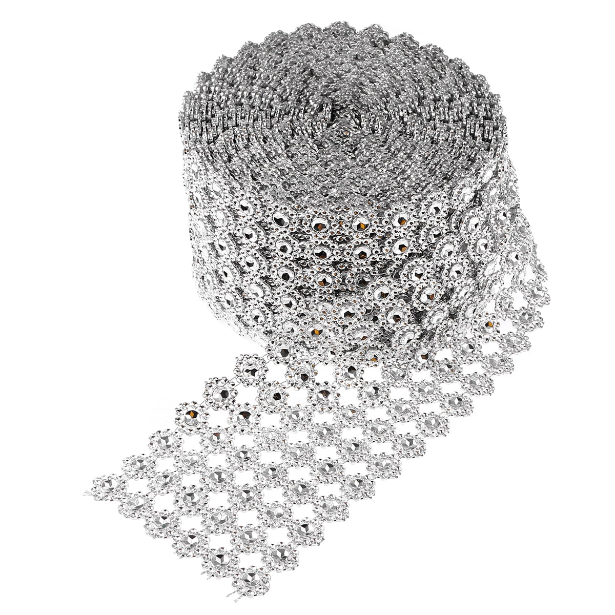 3 Yard Diamond Flower Shape Mesh Wrap Roll Faux Rhinestone Crystal ...