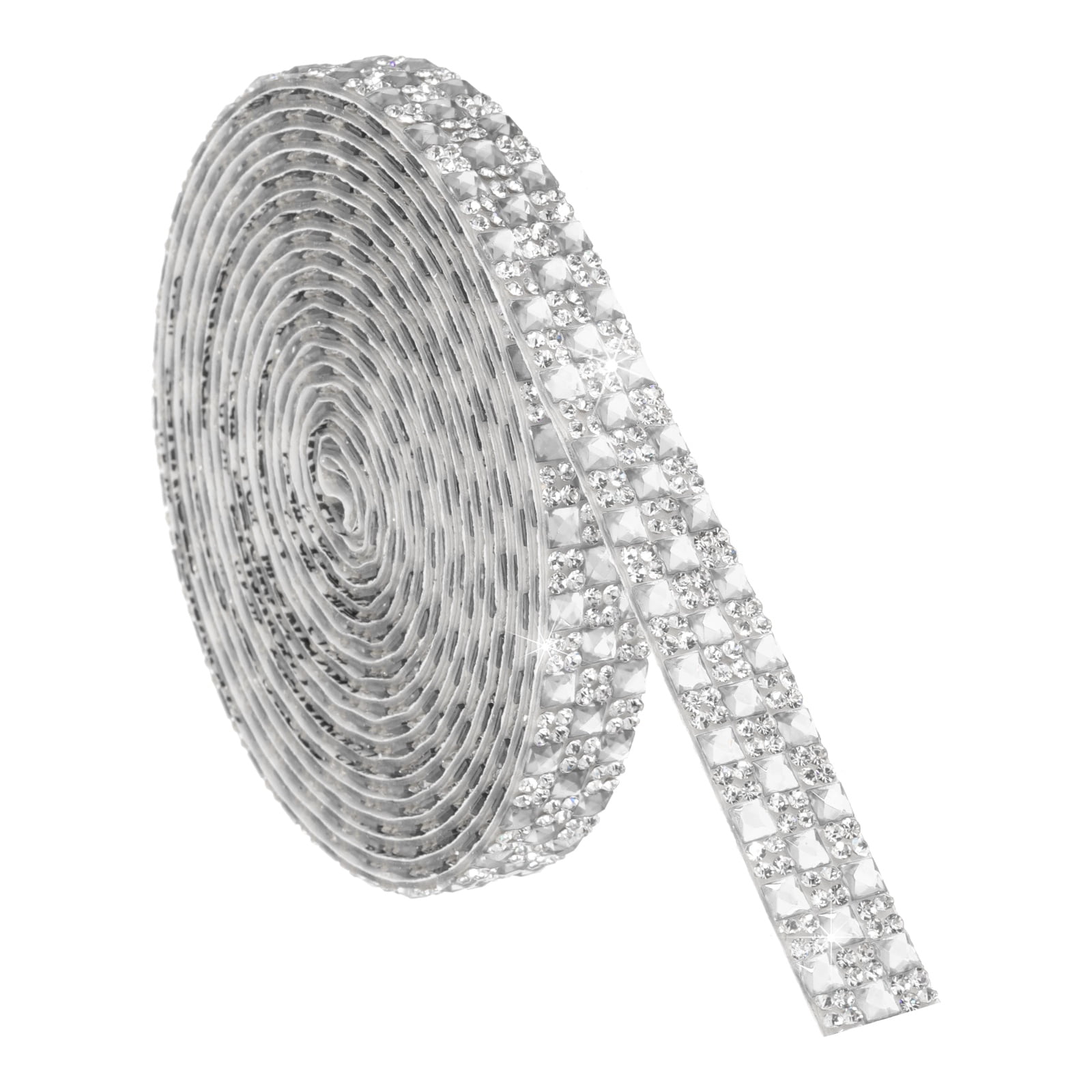 3 Yard Rhinestone Ribbon, 4mm x 4mm Self-Adhesive Crystal Rhinestone ...