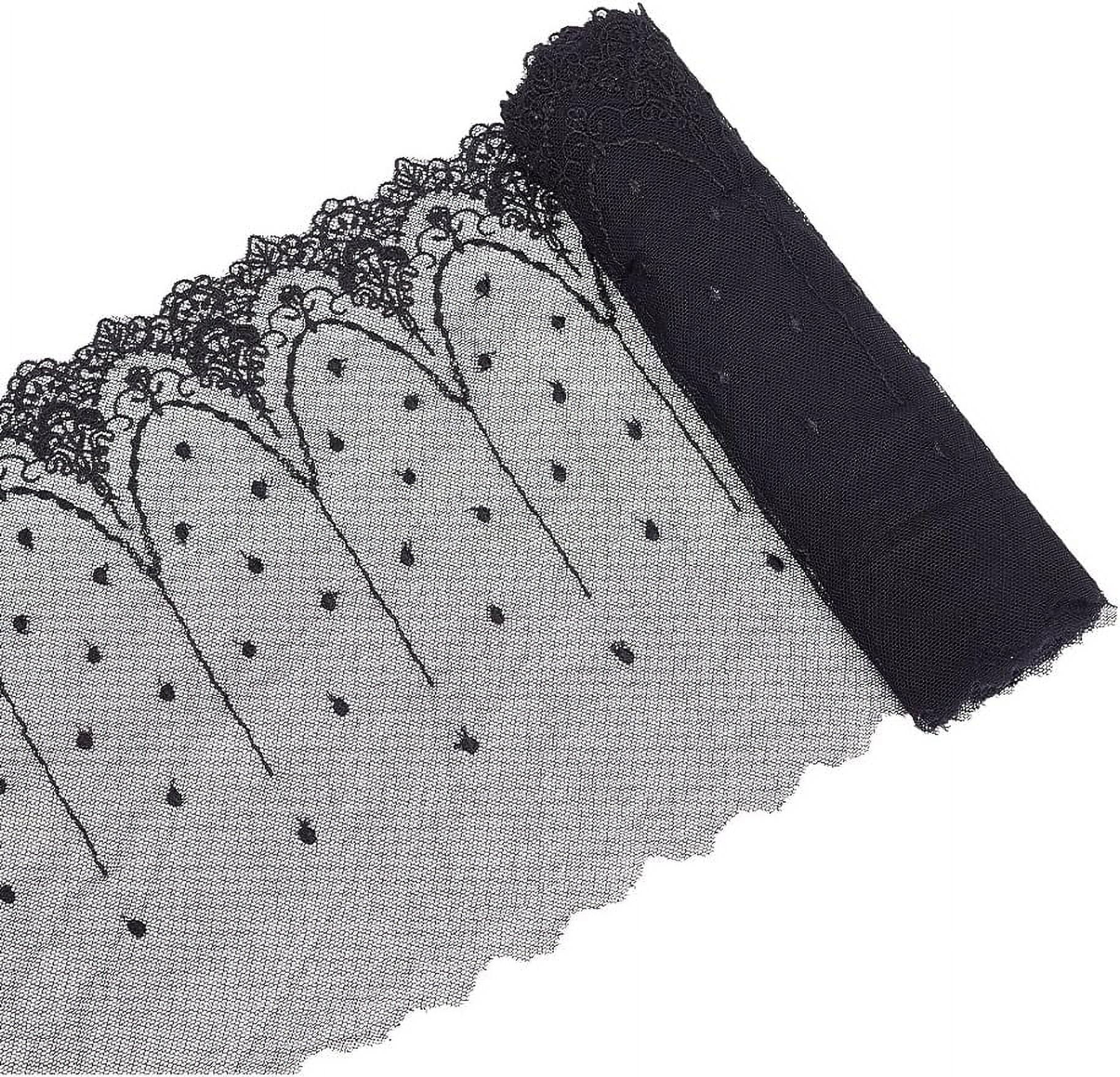 3 Yard X 9 Inch Wide Black Vintage Fabric Lace Flower Ribbon Trimming ...