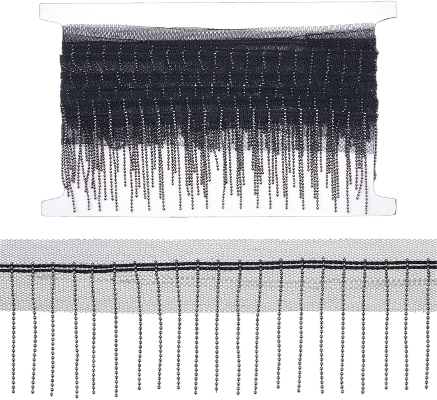 3 Yards/2.7m Beaded Fringe Trim Black Lace Trims 2.8 Inch Wide Round ...