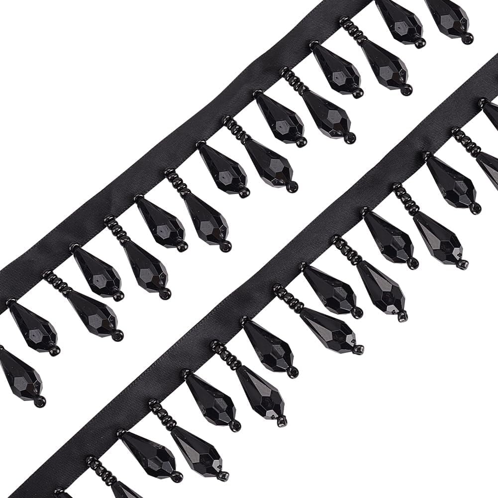 3 Yards/2.7m Black Beaded Fringe Trim Decorative Beaded Fringe Trim ...