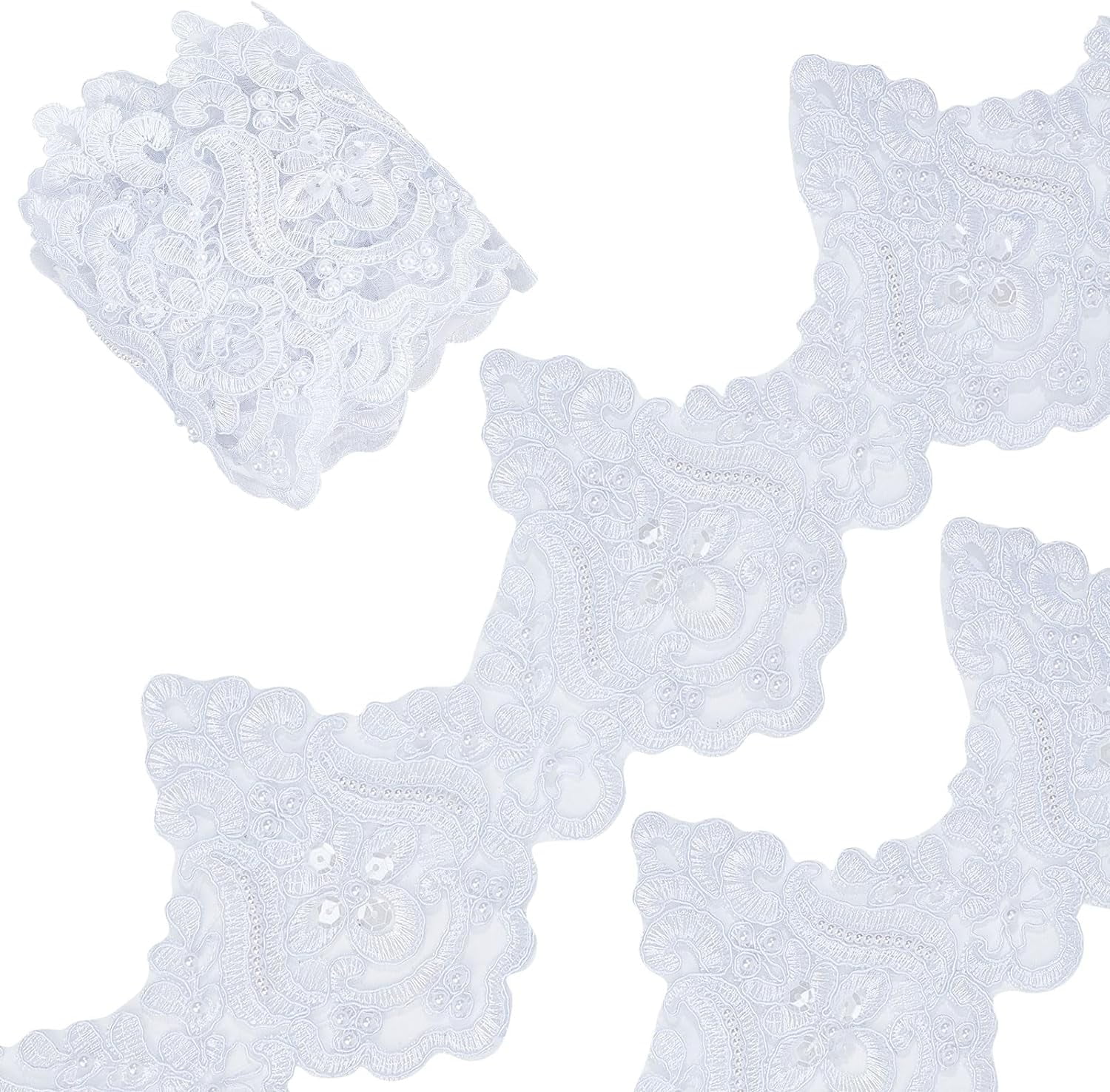 3 Yards 5 Inch White Inelastic Embroidery Trims Polyester Lace Trim ...
