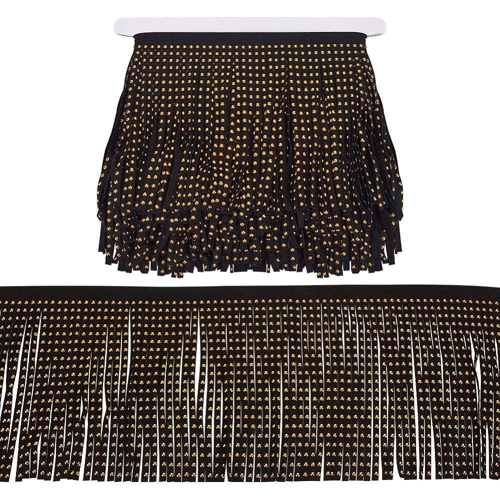 3 Yards 6 Inches Black Fringe Trim Faux Suede Tassel Fringe Trims ...