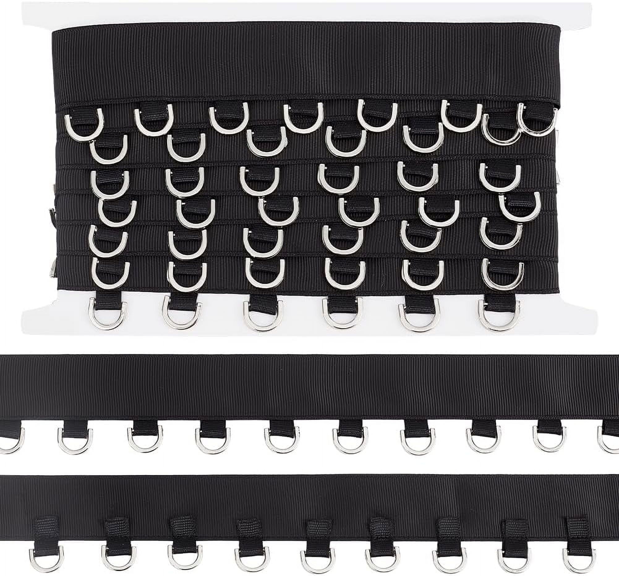 3 Yards Black Grommet Trim with Silver D Rings 1-1/8Inch Polyester ...