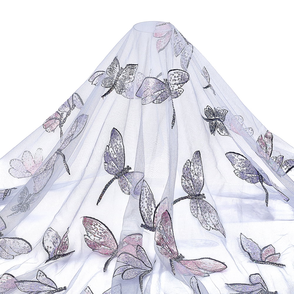 3 Yards Butterfly Pattern Polyester Lace Fabric Clothing Accessories ...