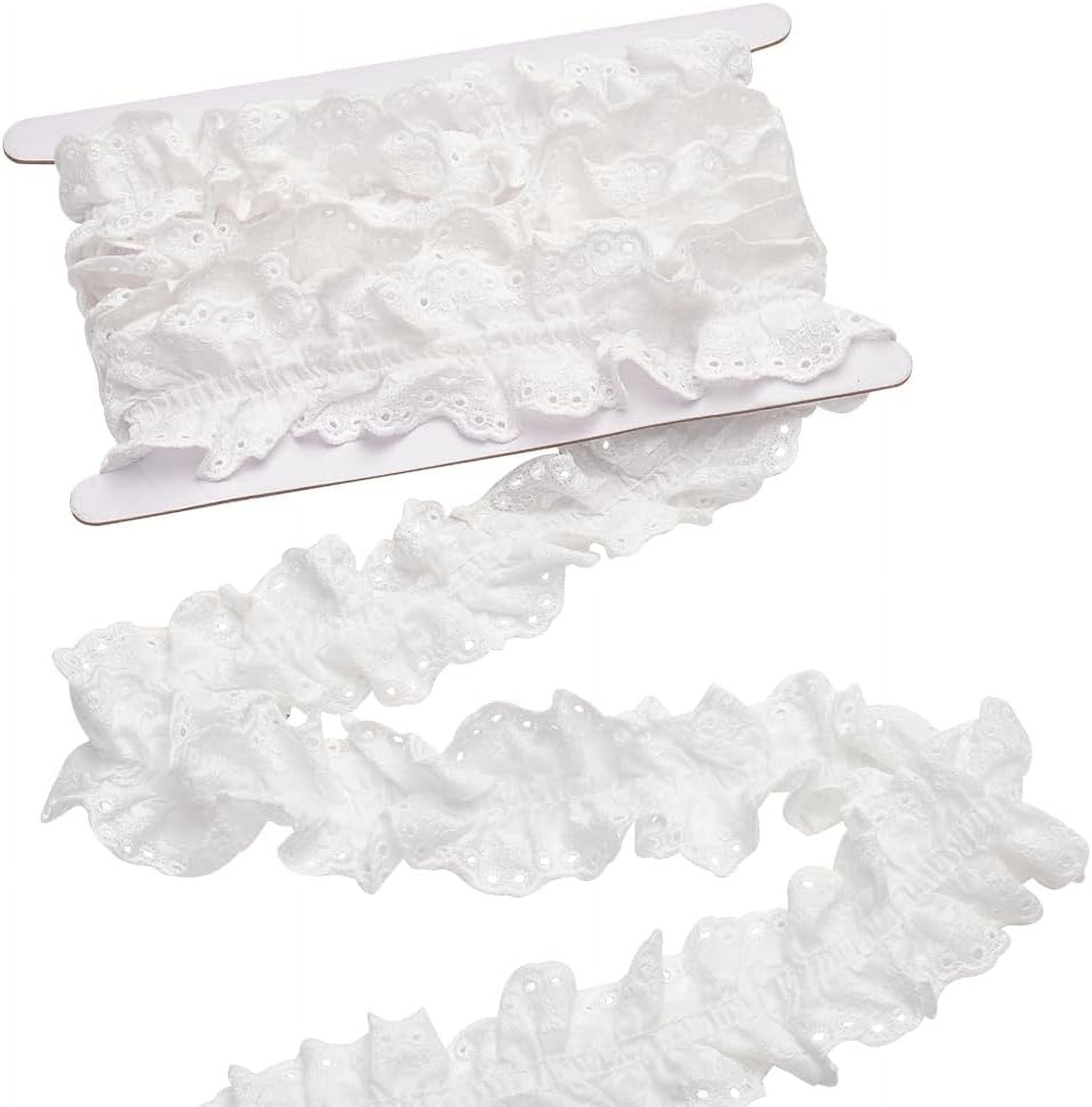 3 Yards Cotton Eyelet Lace Trim 2inch White Flower Embroidery Pleated ...