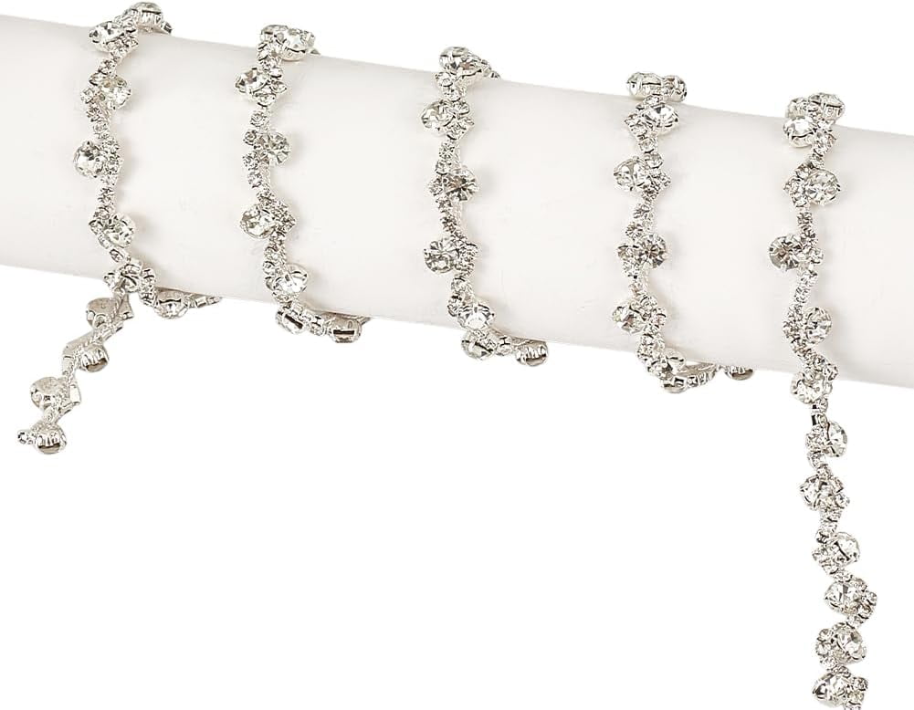 3 Yards Glass Rhinestone Chains with Brass Findings Garland Strands For ...