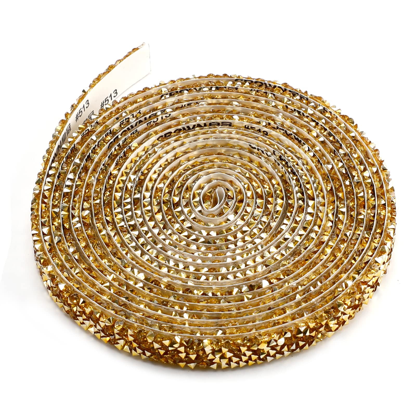 3 Yards Gold Resin Rhinestone Ribbons Self-Adhesive with Glitter ...