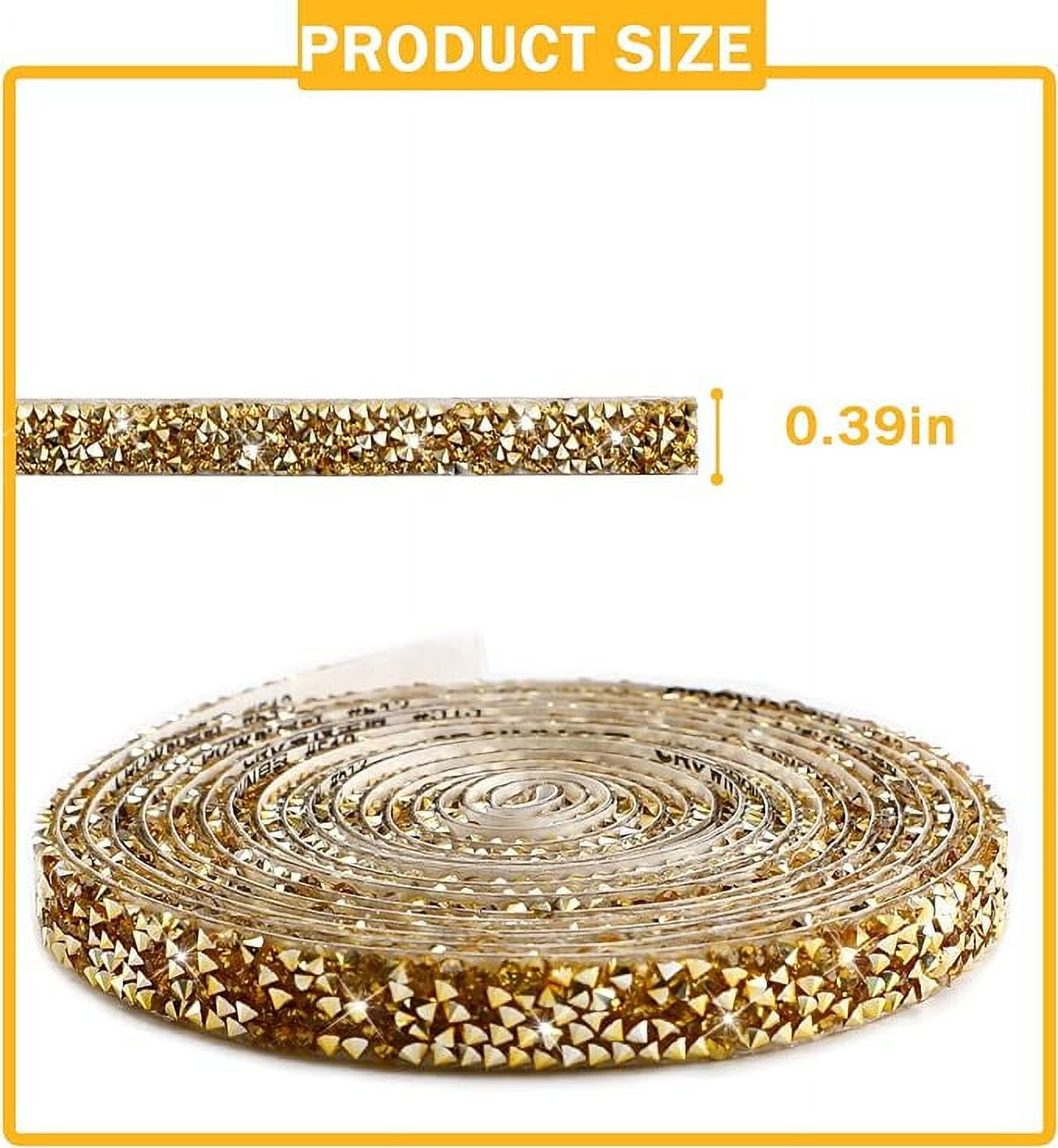 3 Yards Gold Resin Rhinestone Ribbons Self-Adhesive with Glitter ...