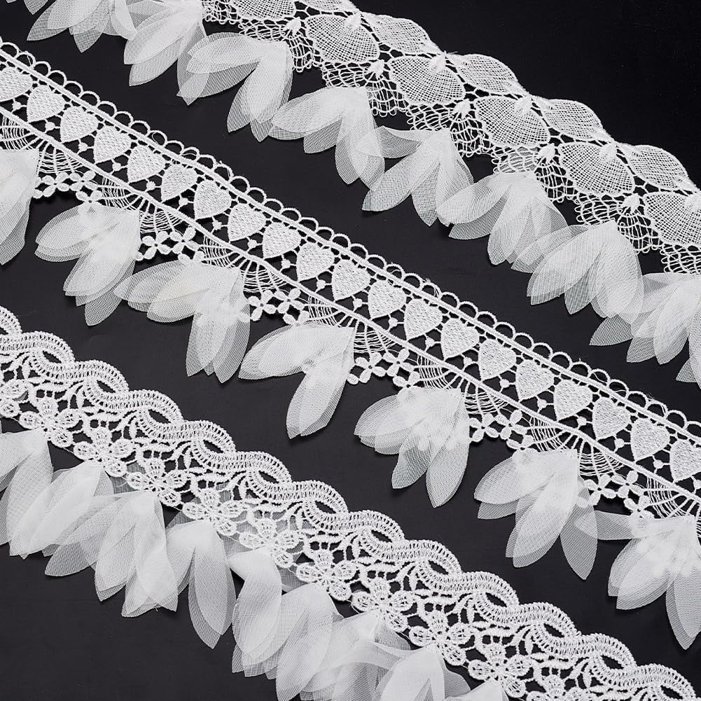 3 Yards Lace Edge Trim 3 Styles White Flower Lace Trim Ribbon ...