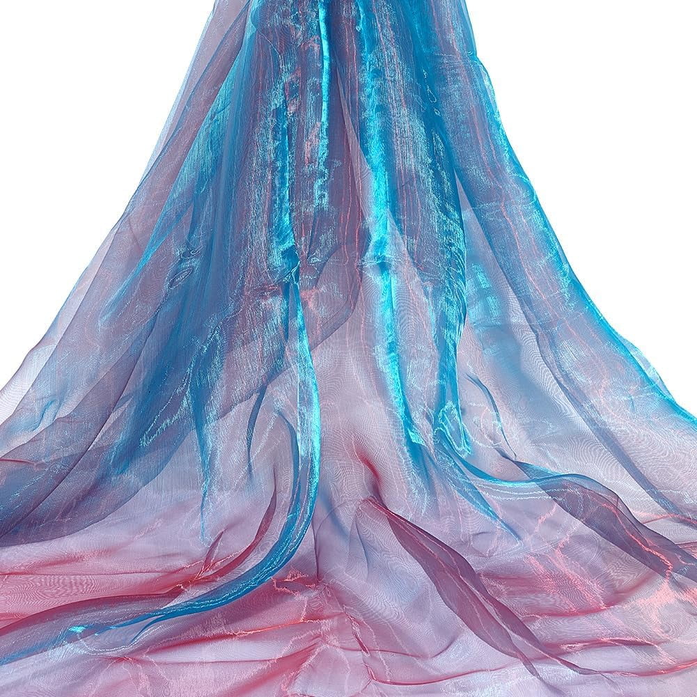 3 Yards Organza Fabric - 59 Inch Wide Magic Shiny Ribbon Marine Blue ...