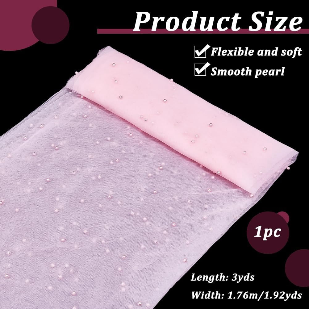 3 Yards Pearl Mesh Fabric 69Inch Wide Pearl Beaded Tulle Fabric Sheer ...