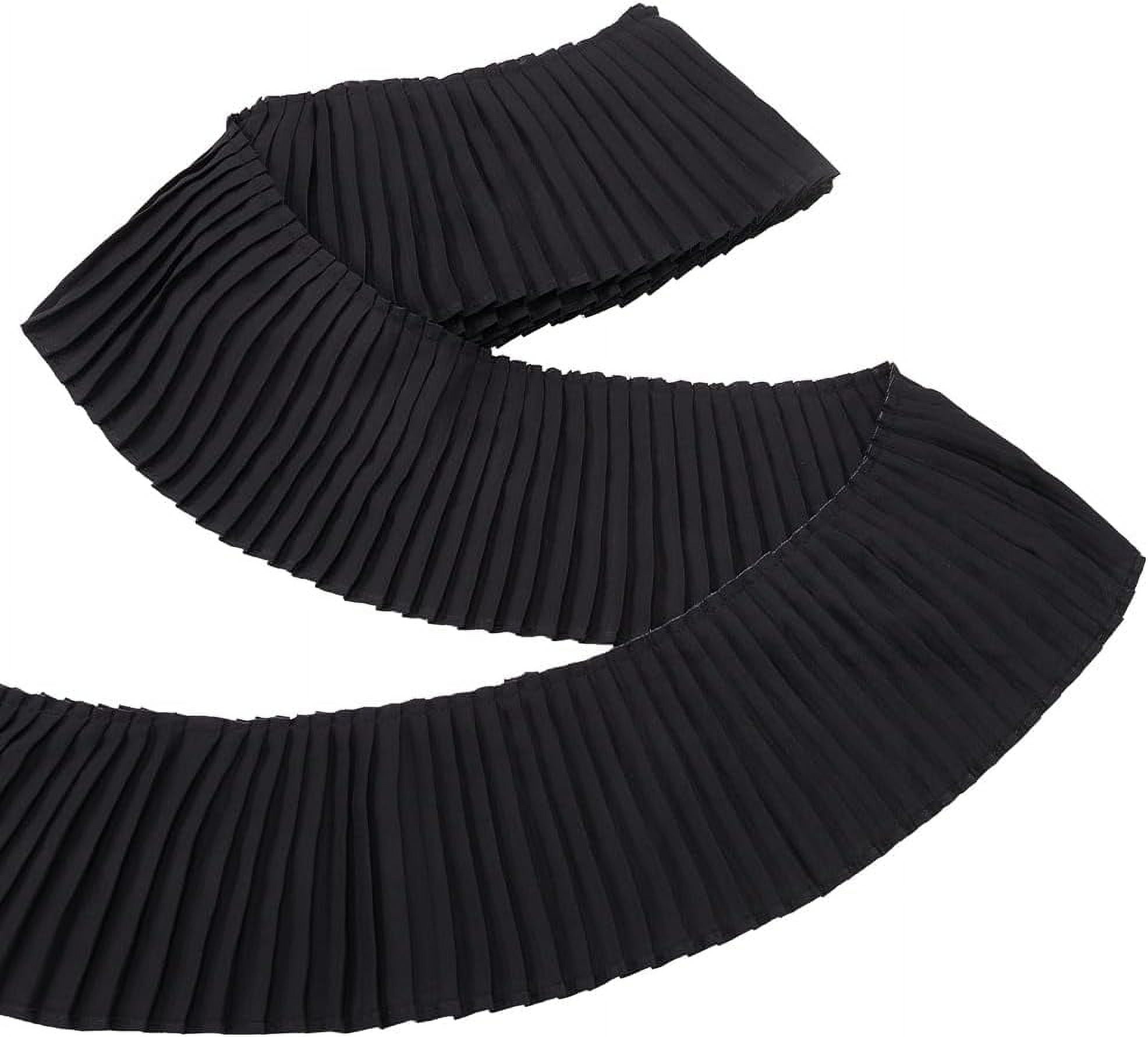 3 Yards Polyester Black Pleated Lace Ribbons 4.4inches Wide Wave Edging ...