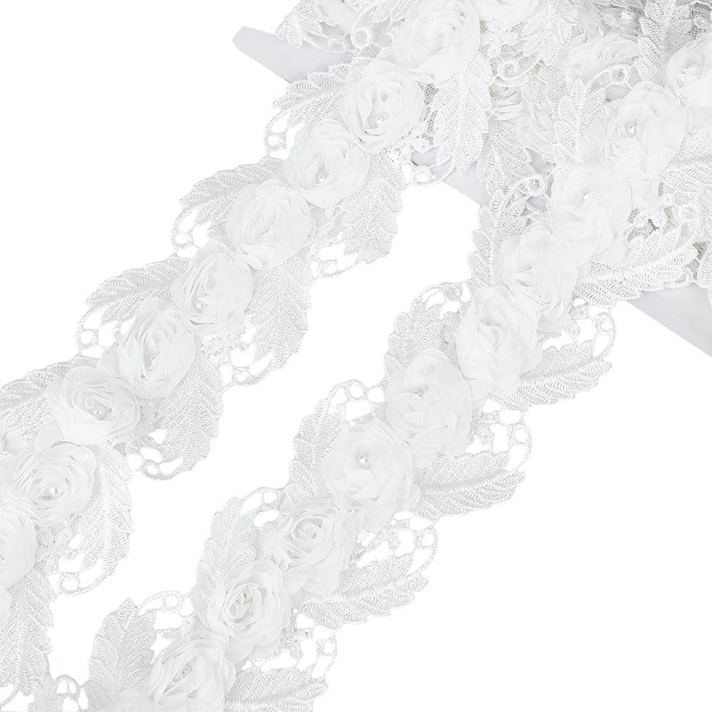 3 Yards Polyester Flower Lace Trim with Plastic Bead Garment ...