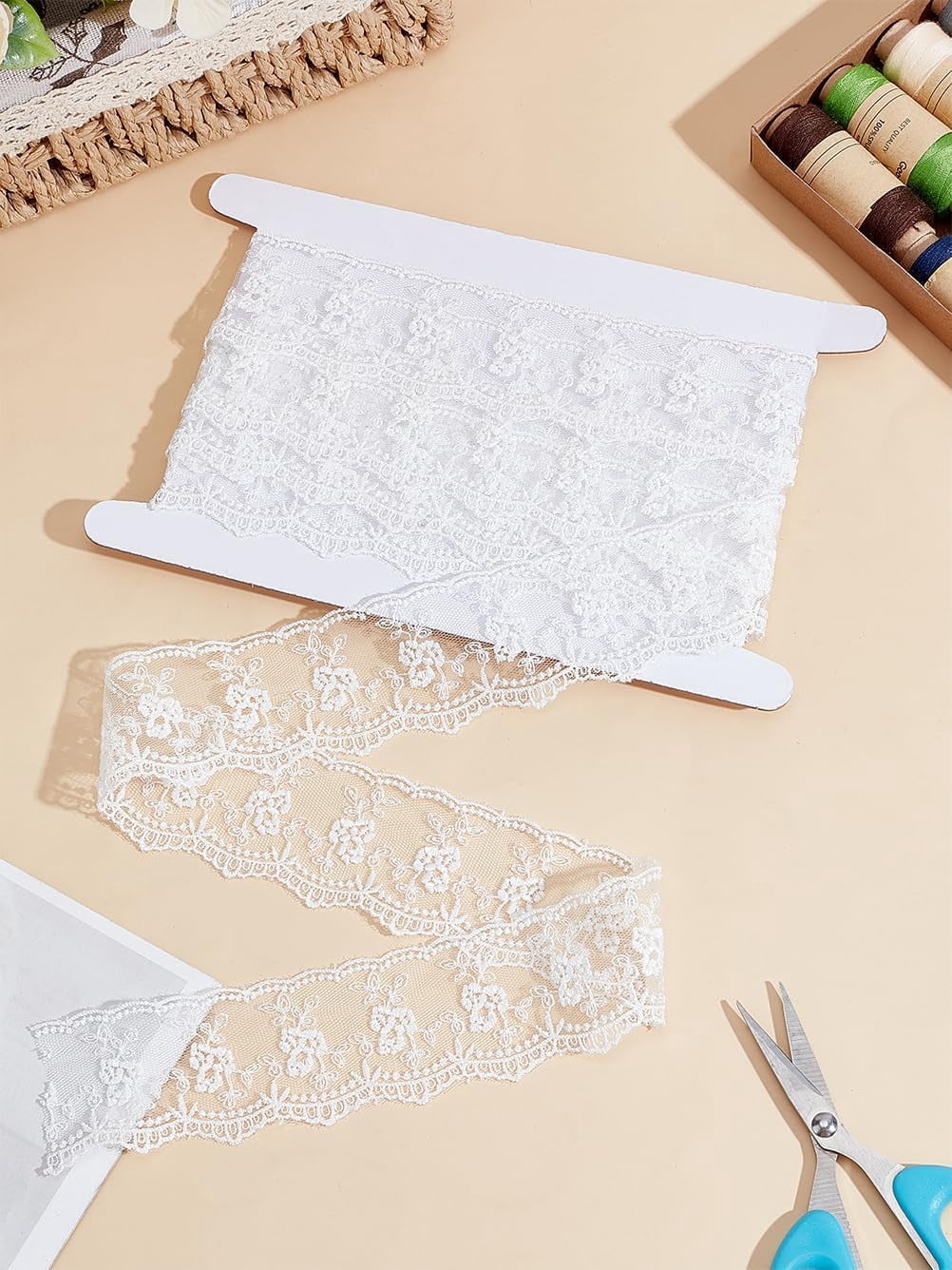 3 Yards Polyester Lace Trims Flower Lace Ribbon for Sewing and Art ...