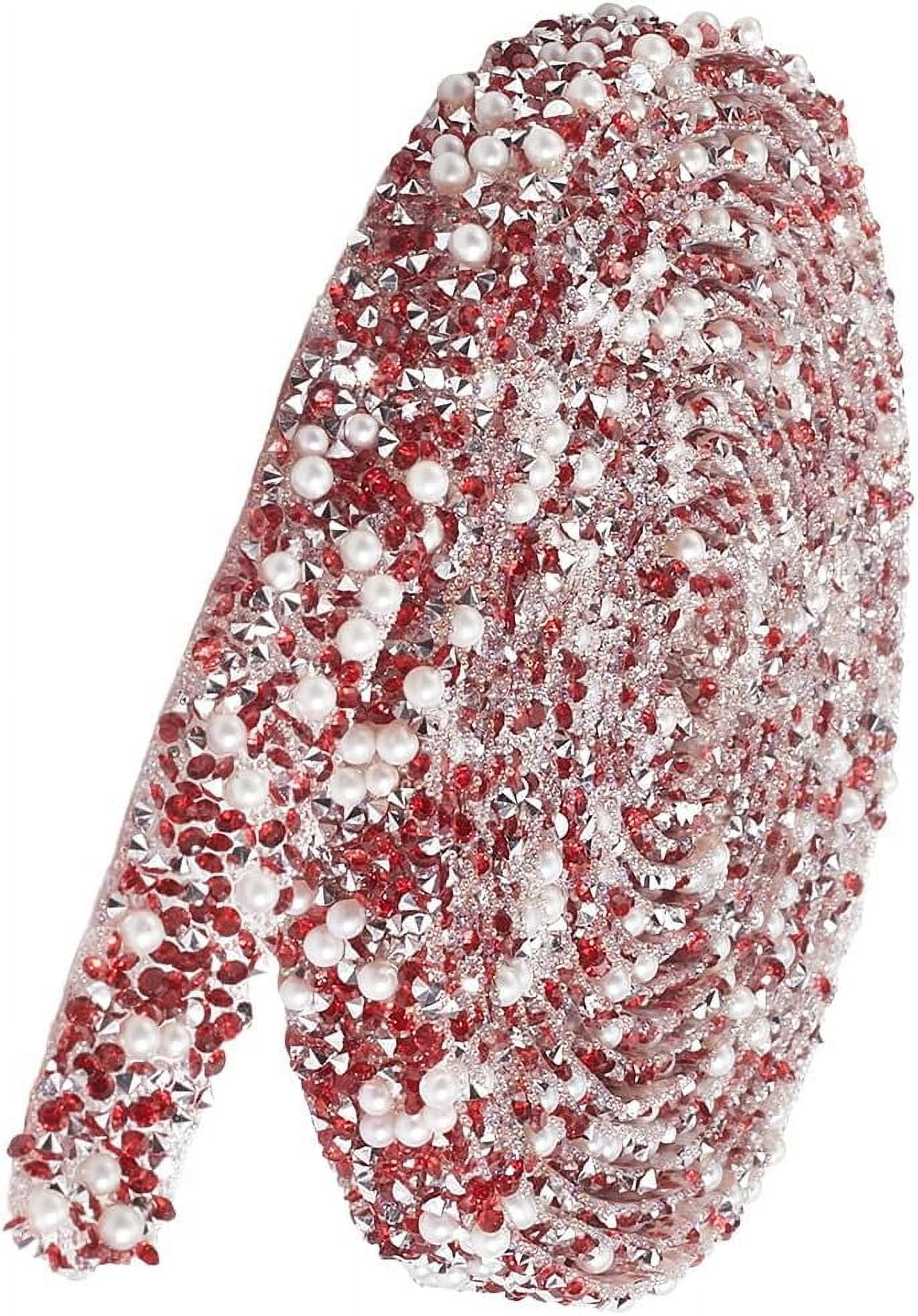 3 Yards Red Self Adhesive Resin Rhinestones Ribbon Trim Bling Glitter ...