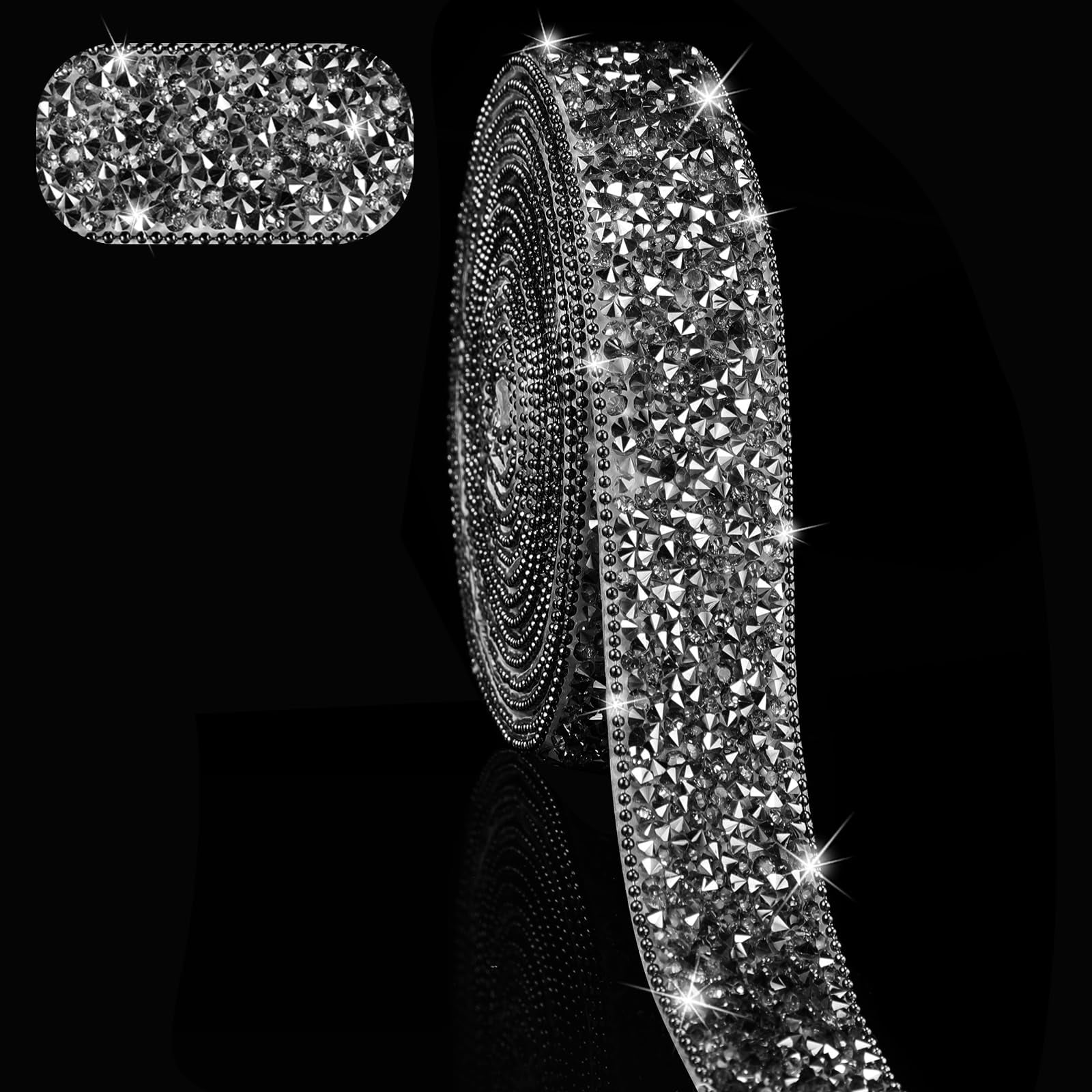 3 Yards Resin Rhinestone Ribbons Self Adhesive Diamond Ribbon Crystal ...