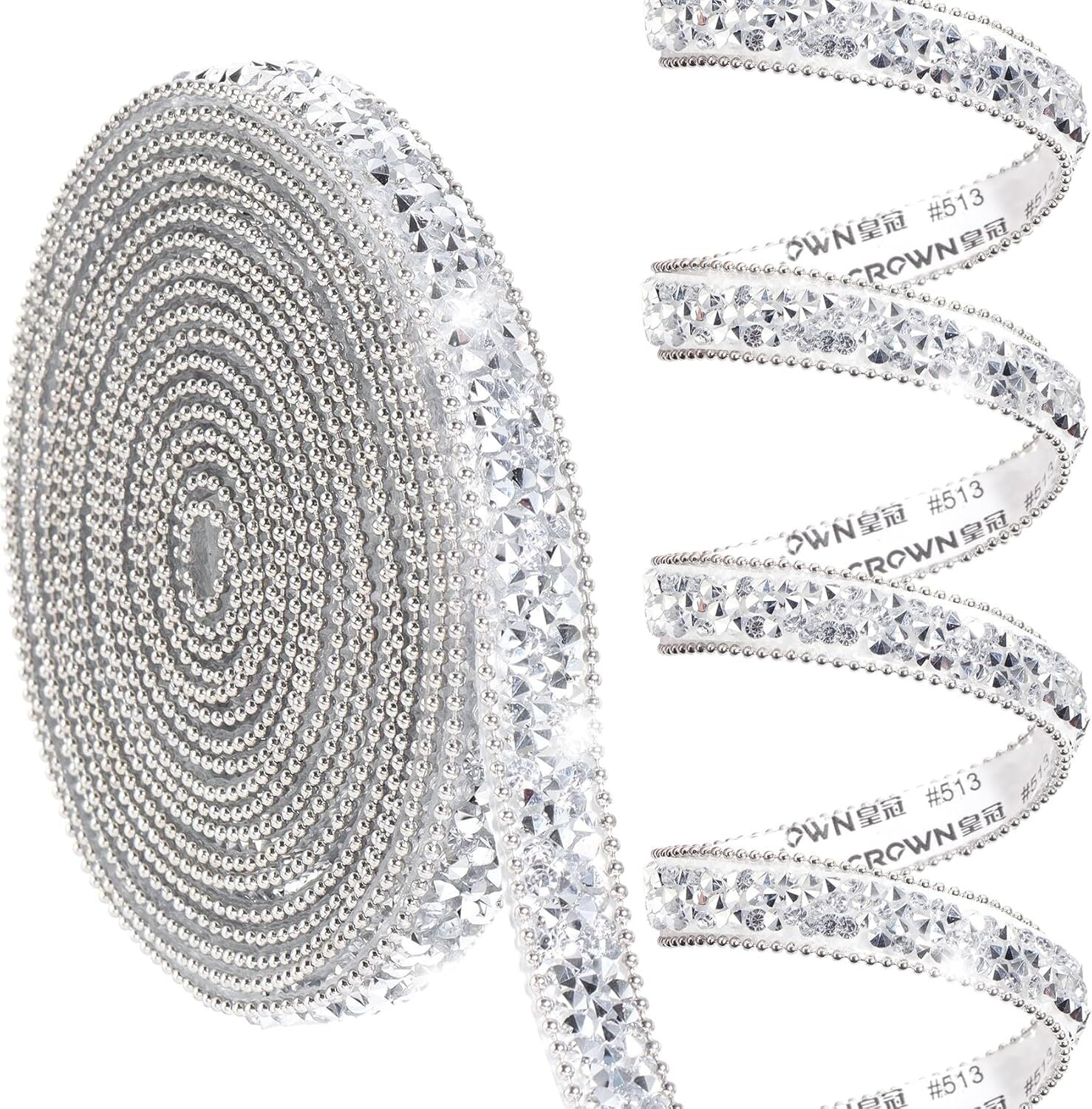 3 Yards Rhinestone Ribbon, Self Adhesive Bling Diamond Ribbon Strips 0 ...