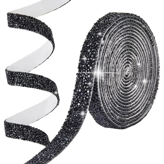 3 Yards Rhinestones Tape Black Rhinestone Ribbon Strips Belt Decorative ...