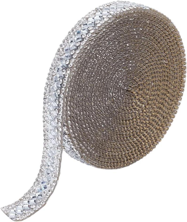 3 Yards Self-Adhesive Iron on Rhinestone Ribbons 1.2cm Rhinestone ...