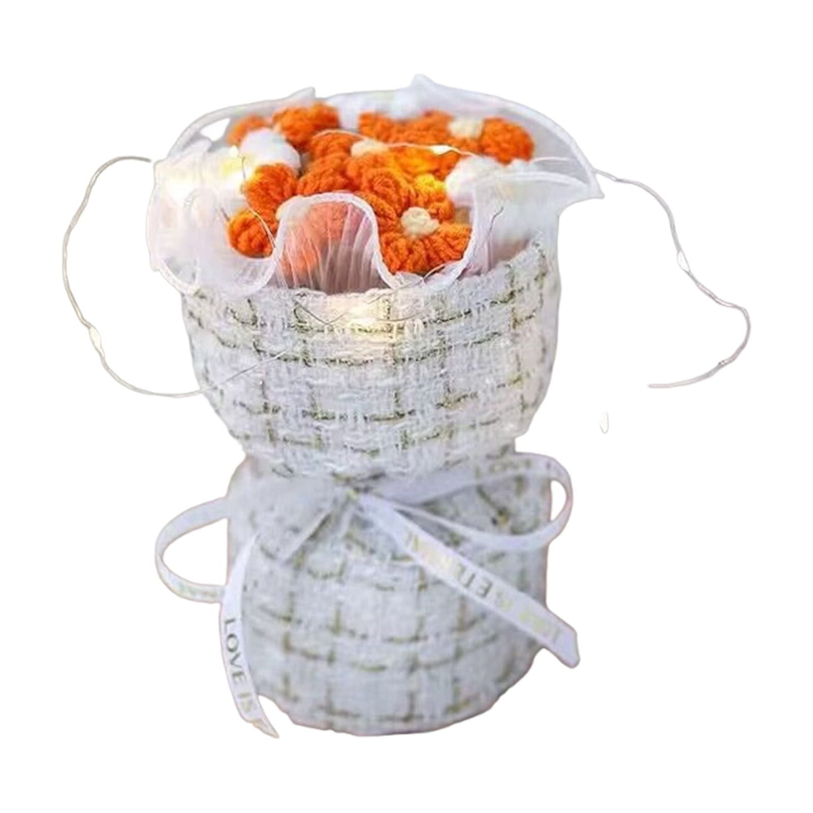 3. Yarn-Crafted Faux Puff Bouquet Soft Texture Indoor Floral Display ...