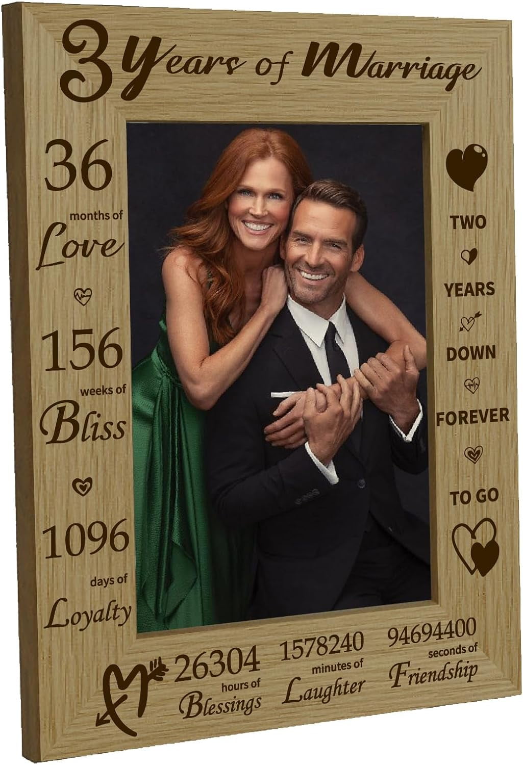 3 Years of Marriage Picture Frame Wood 3rd Anniversary Photo Frames 4 x ...