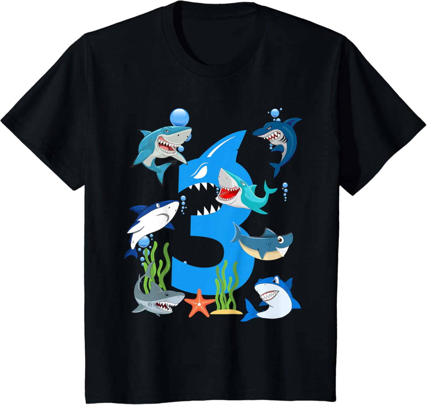 3 Years Old Shark Ocean Theme Party 3Rd Birthday Boy T Shirt - Walmart.com