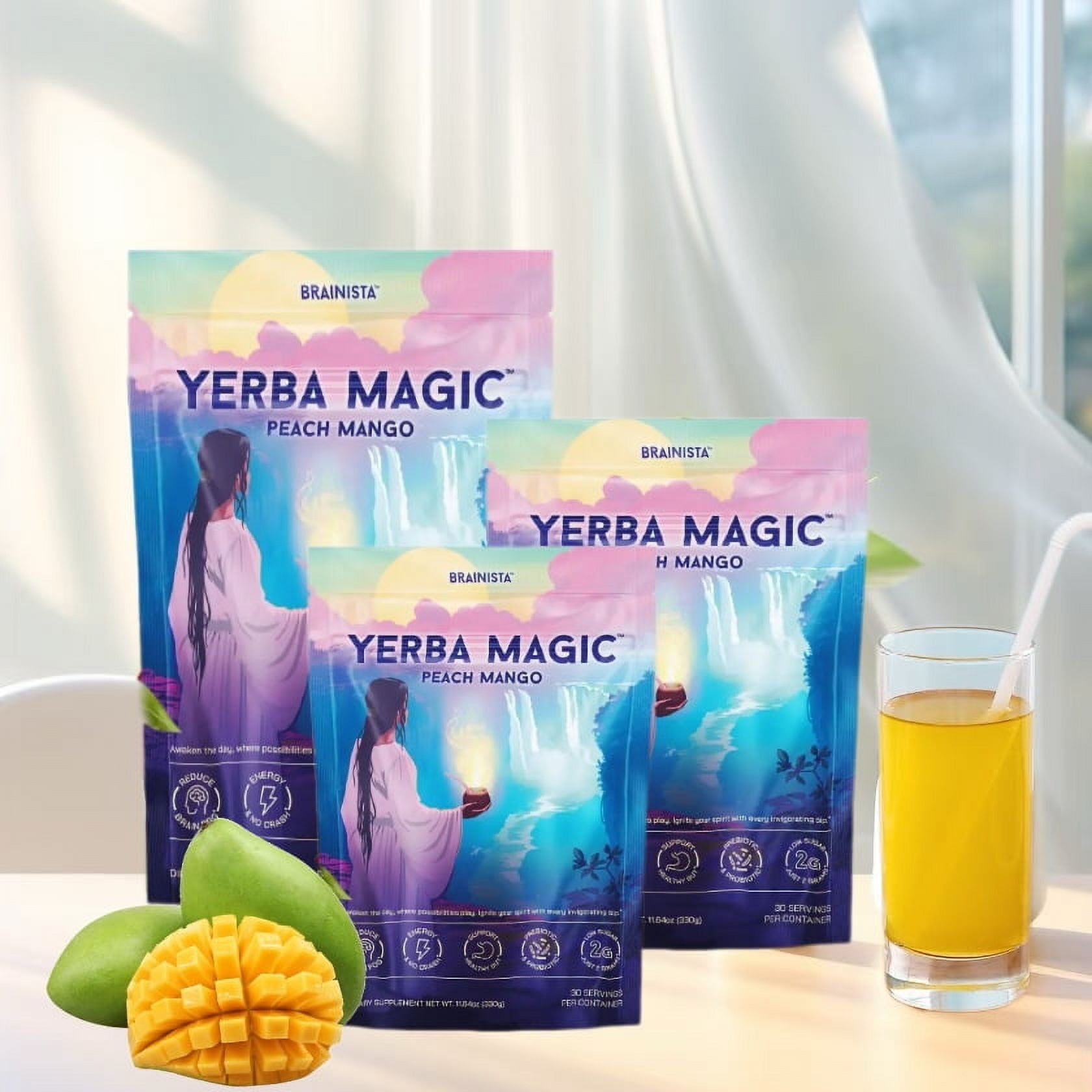 3 Yerba Mate Instant Tea Powder, 3-in-1 Super Drink, Yerba Magic Peach ...