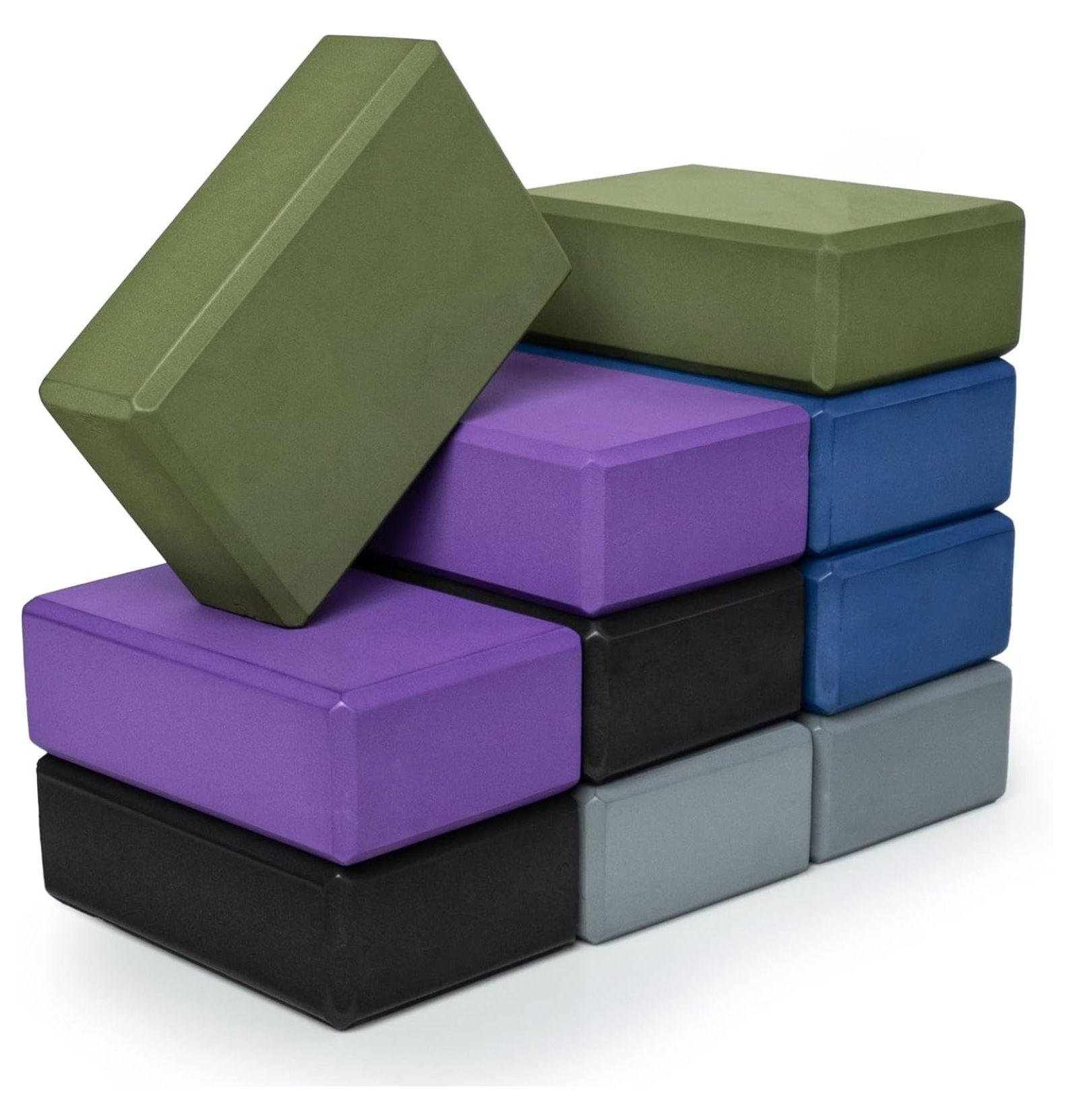 3" Yoga Block, 10 Pack Bulk Foam Yoga Blocks, Firm and Supportive Yoga Brick, Balance Foam for ...