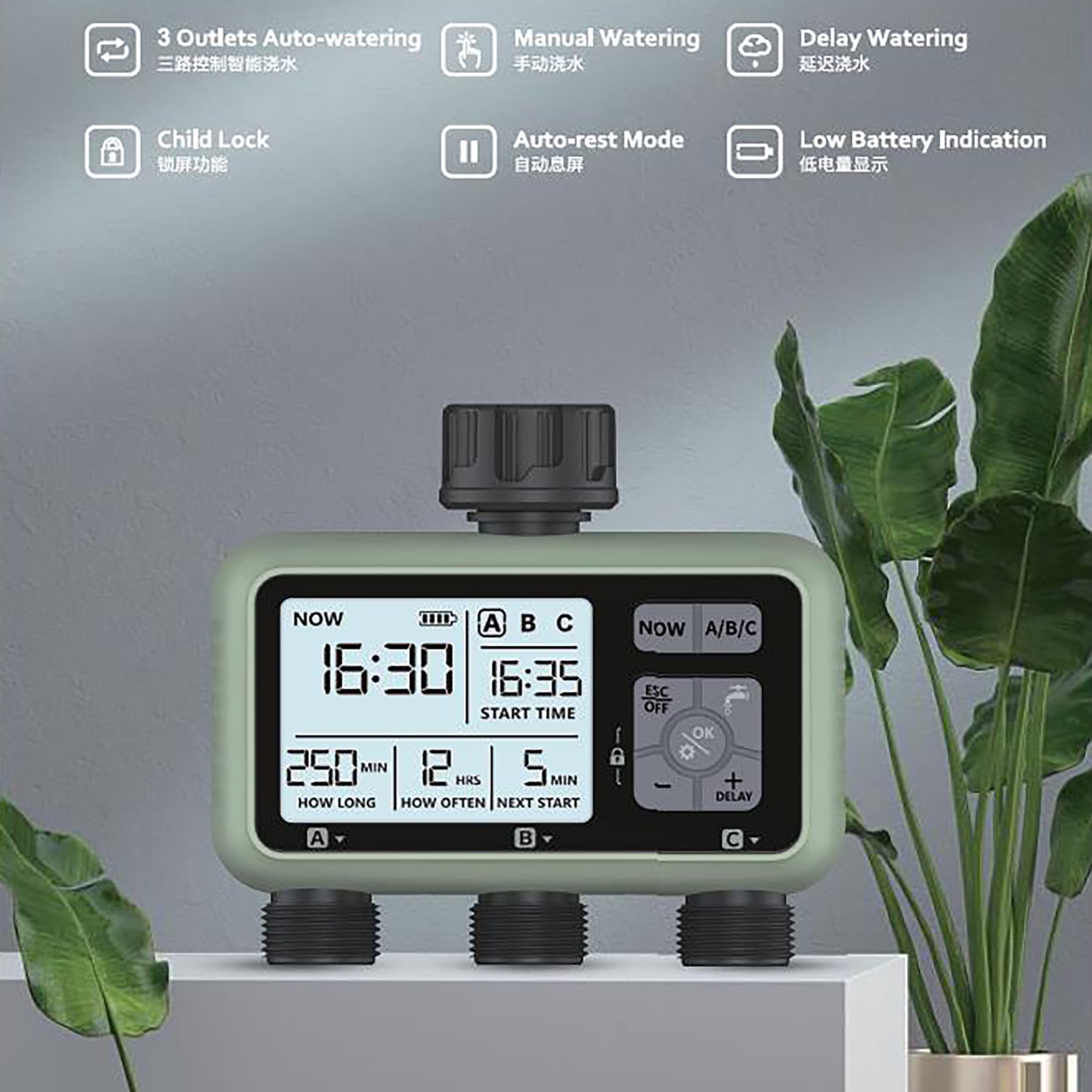 3 Zone Water Timer Hose Timer Automatic Watering Timer For Gardens Sprinkler Timer With Rain