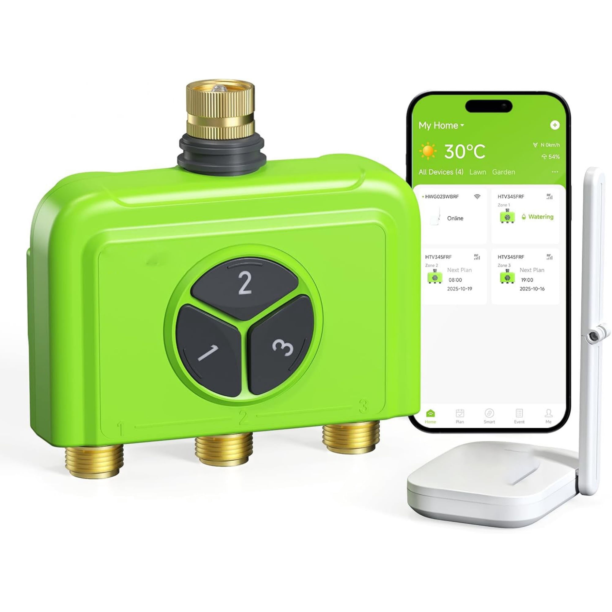 3 Zone WiFi Water Timer with Smart Gateway, Brass Inlet/Outlet WiFi ...
