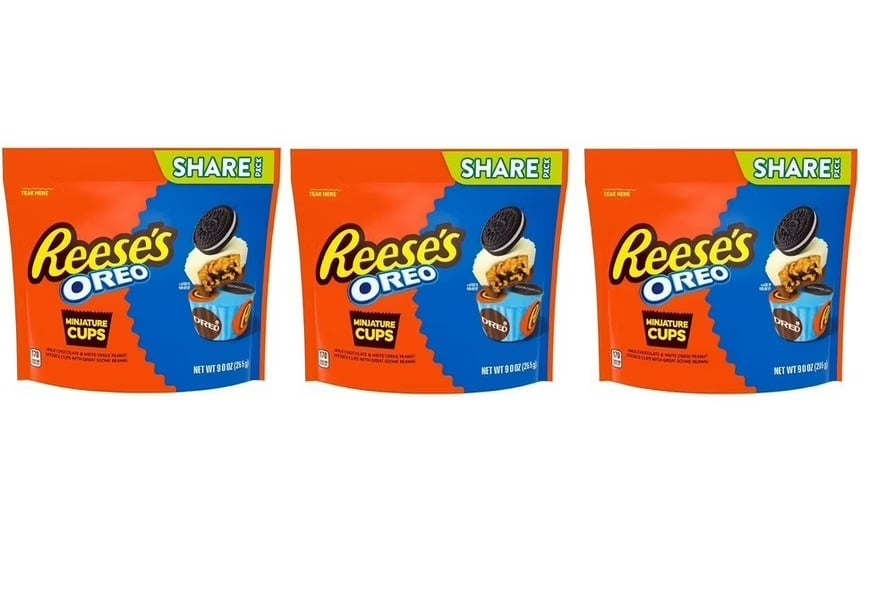 3 bags of Reese's OREO Miniatures Milk Chocolate and White Creme Peanut Butter Cups Candy, Share ...