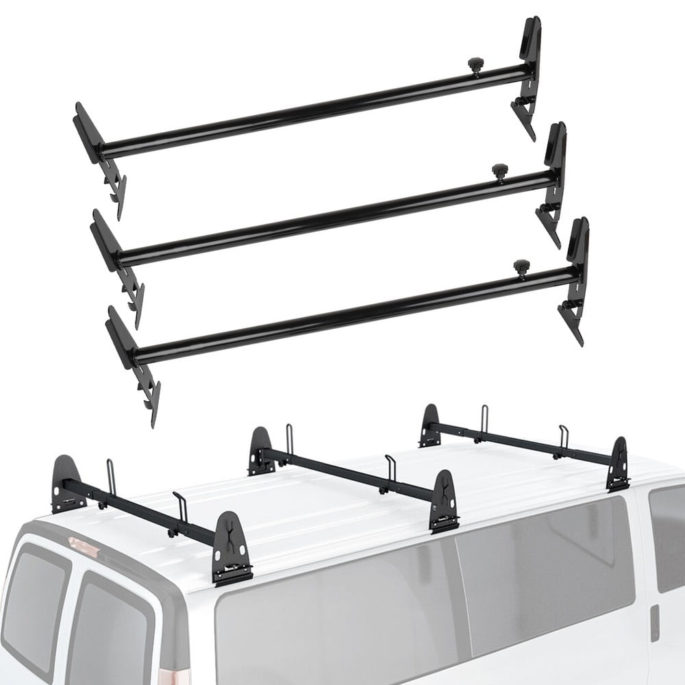 3 bar Van Roof Ladder Rack Cargo Carrier Square Rails For Chevy Dodge ...