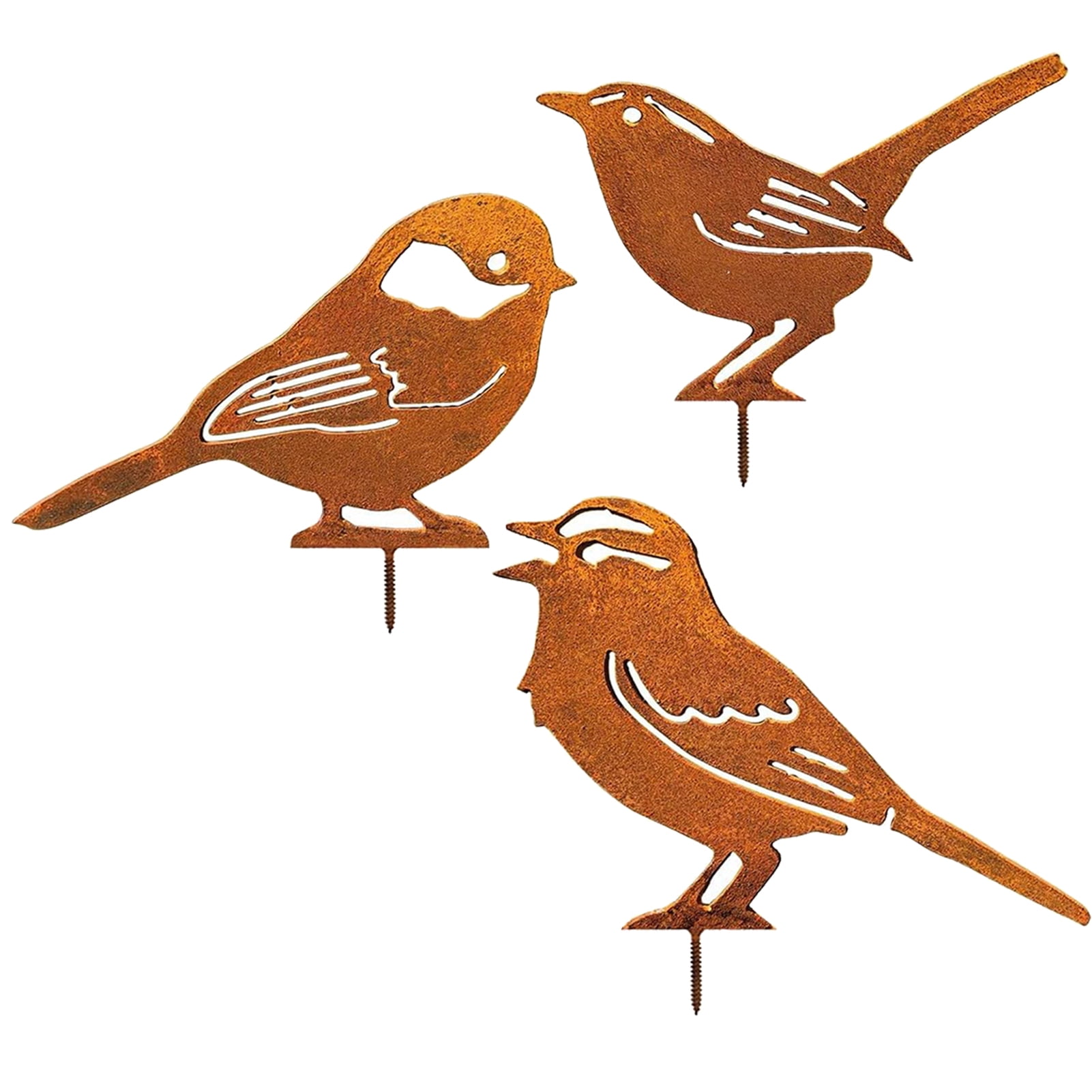 (3 birds) Rusty animal set garden flower pot decoration outdoor ...