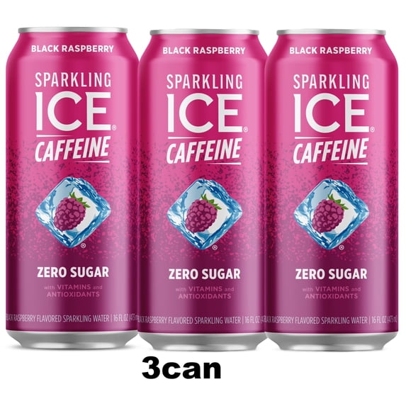 3 can Sparkling Ice® Caffeine Naturally Flavored Sparkling Water, Black ...