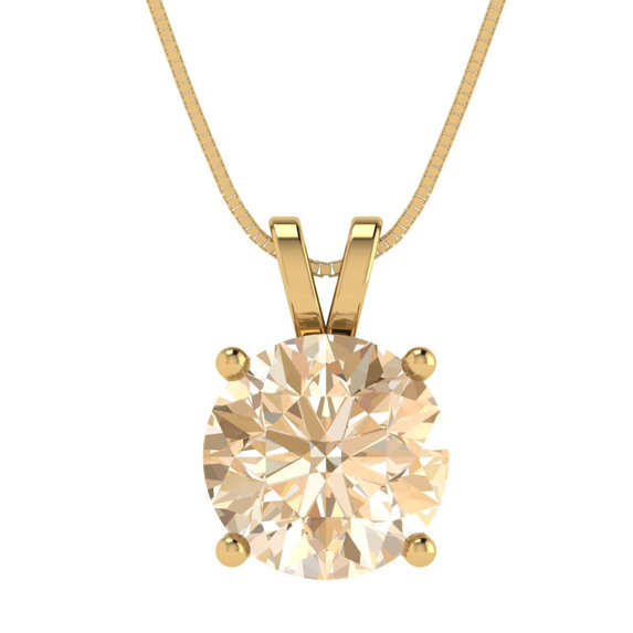 3 cctw Morganite Yellow Gold Plated Pendant with 16" Box Chain (9mm ...
