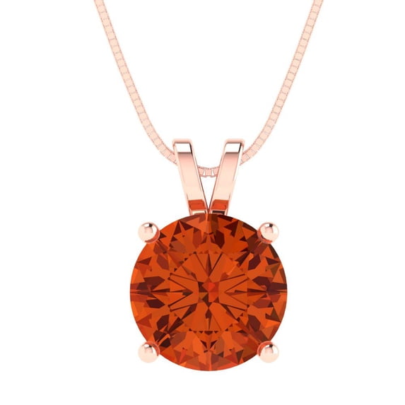 3 cctw Simulated Red Diamond Rose Gold Plated Pendant with 16" Box ...