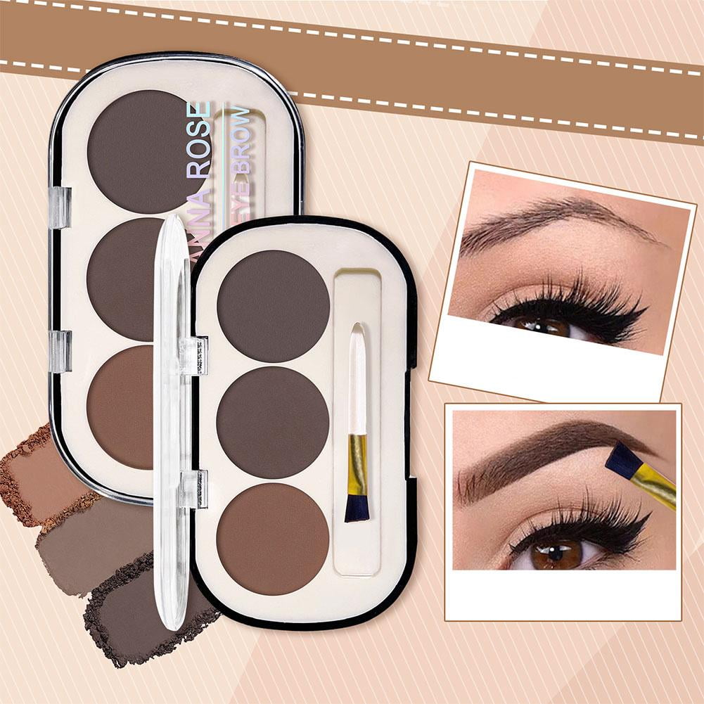 3-color Eyebrow Powder Palette With Eyebrow Brush Waterproof Long ...